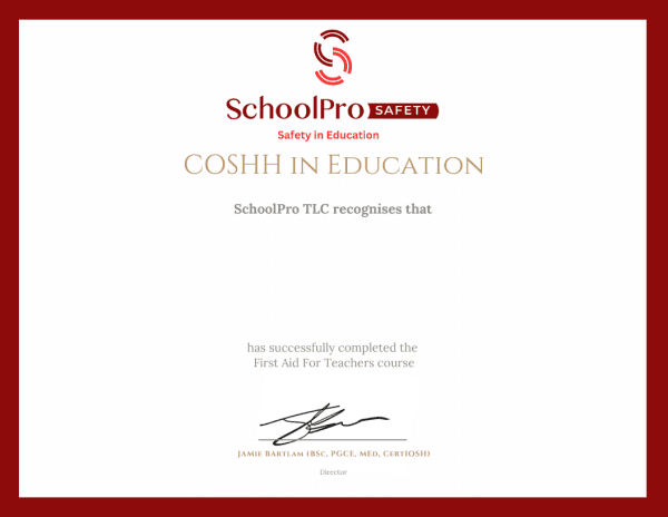 COSHH in Education Certificate - SchoolPro TLC